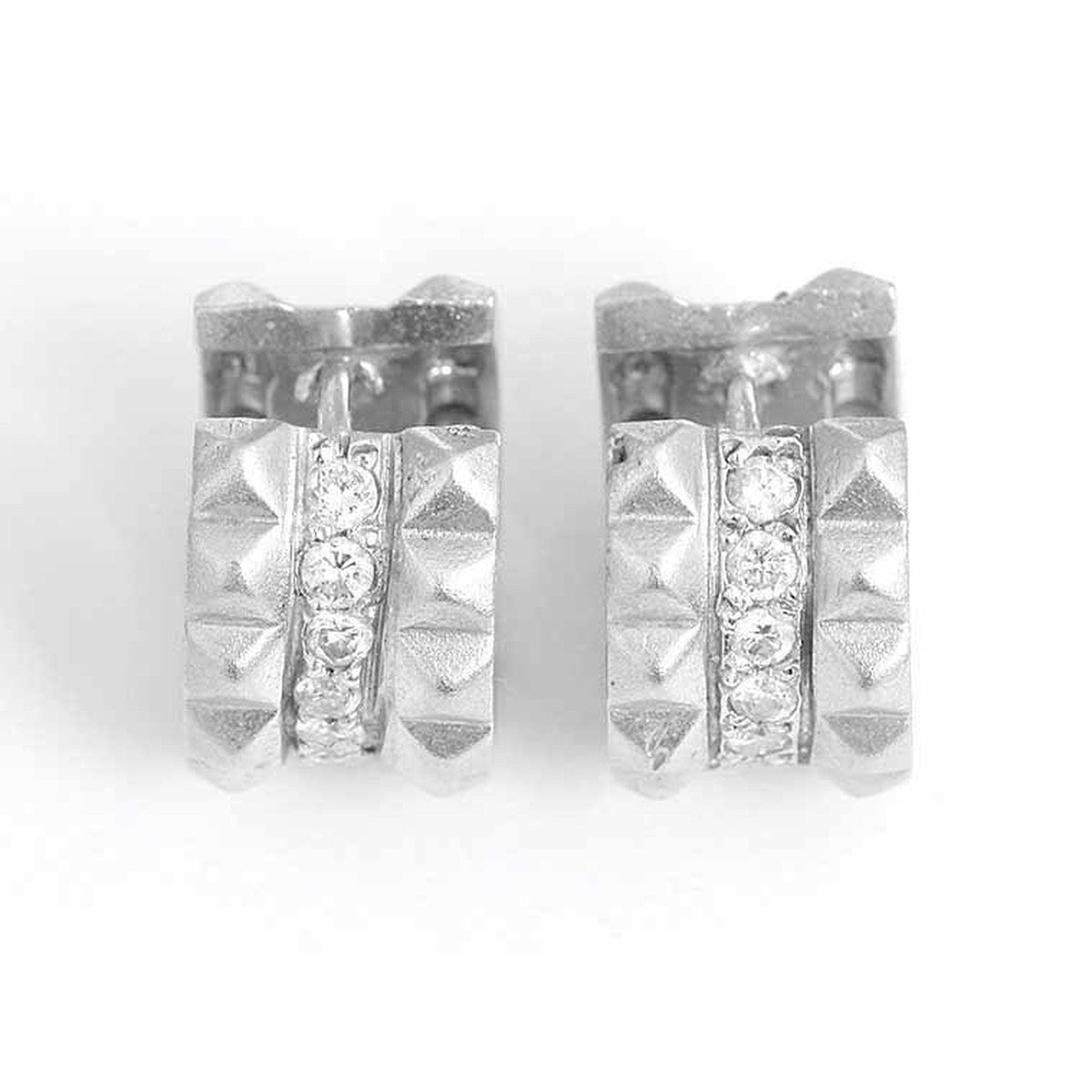 Sue Gragg 14K White Gold and Diamond Huggie Earrings