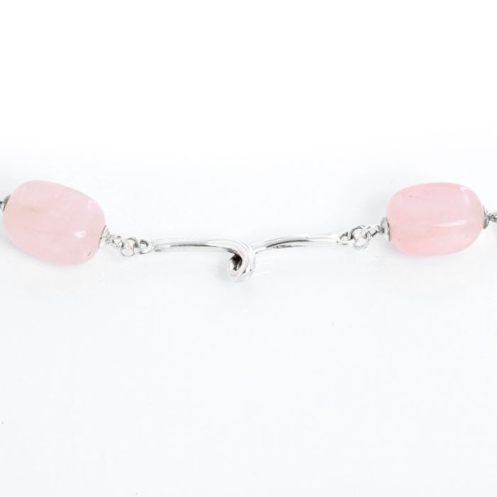Tiffany Co. Sterling Silver Rose Quartz Twirl Link Necklace